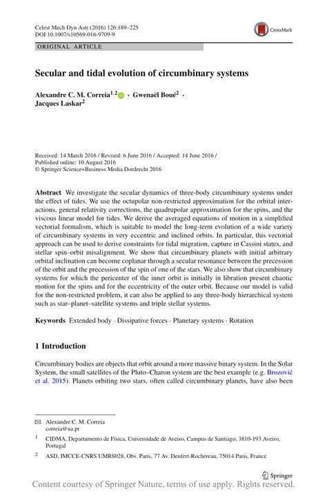 Secular And Tidal Evolution Of Circumbinary Systems Request Pdf