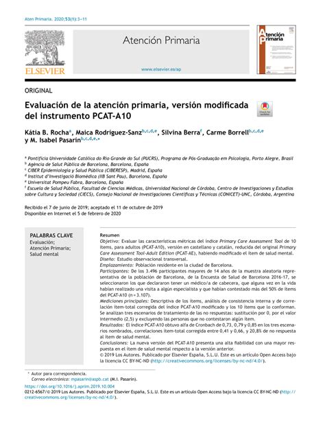 pdf evaluación de la atención primaria versión modificada del instrumento pcat a10