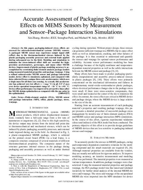 Pdf Accurate Assessment Of Packaging Stress Effects On Mems Sensors