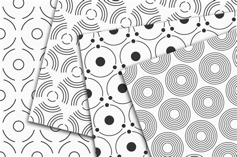 Seamless Geometric Circles Vector Patterns