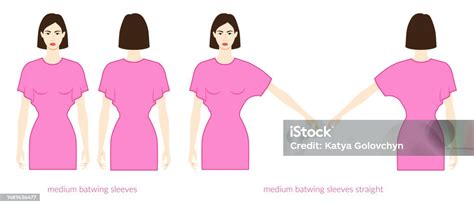 배트 윙 소매 짧은 길이 옷 캐릭터 핑크 탑 셔츠 드레스 테크니컬 패션 일러스트에 아름 다운 아가씨 적합 플랫 의류 템플릿 앞면