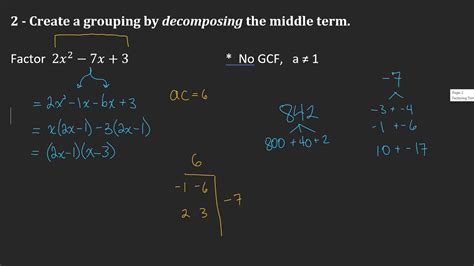 Factoring Non Monic Trinomials By Decomposition Youtube