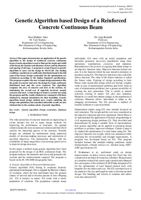Pdf Genetic Algorithm Based Design Of A Reinforced Concrete