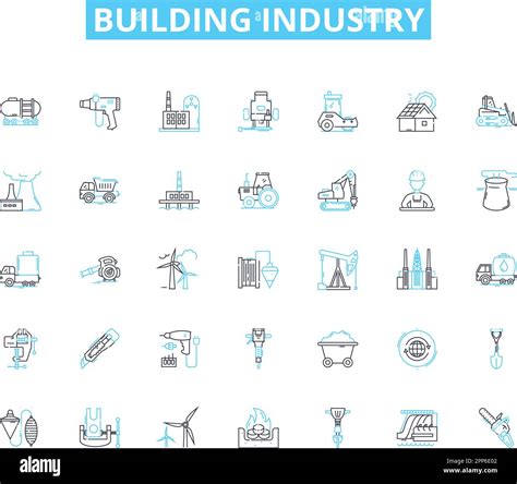 Building Industry Linear Icons Set Architecture Construction Design Engineering Planning