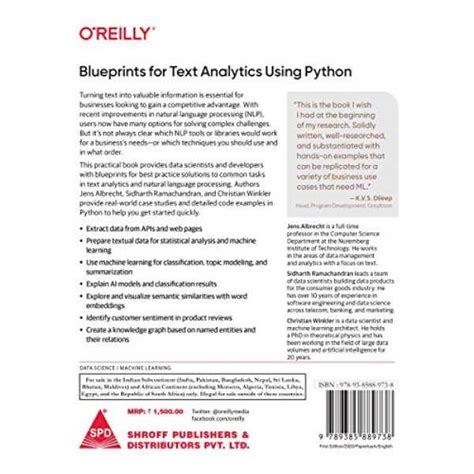 Blueprints For Text Analysis Using Python Machine Learning Based Solutions For Common Real