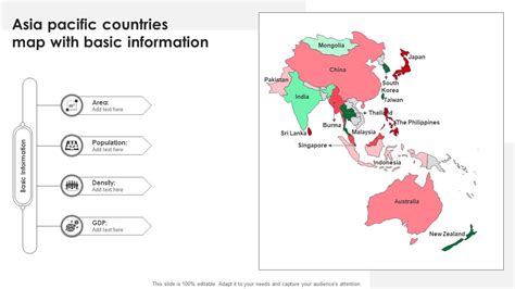 Asia Pacific Countries Map With Basic Information Ppt Template