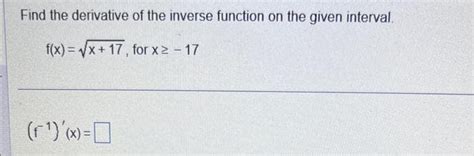 answered find the derivative f x √x 17 … bartleby