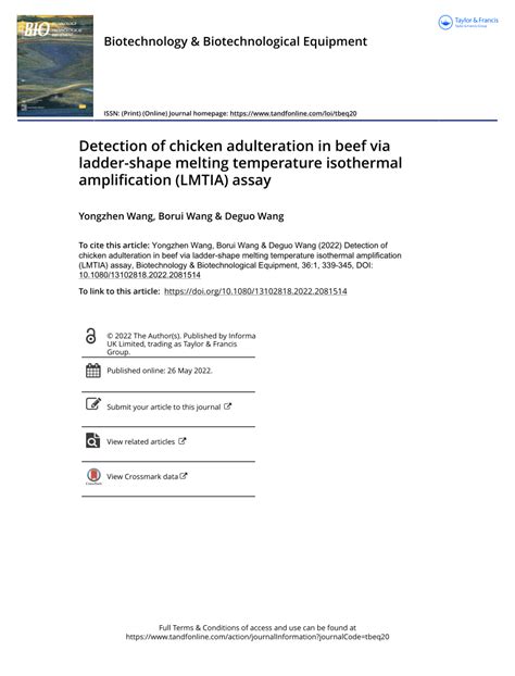 Pdf Detection Of Chicken Adulteration In Beef Via Ladder Shape Melting Temperature Isothermal
