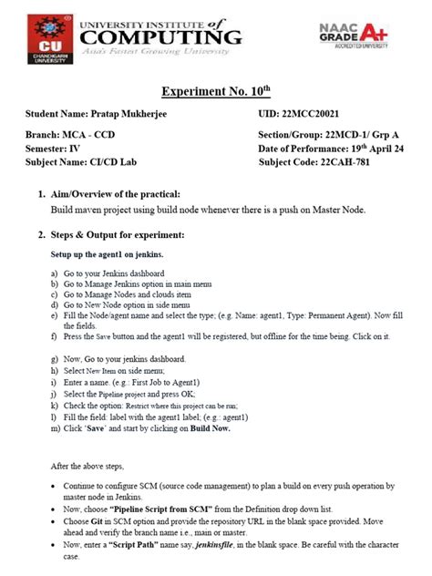 22mcc20021cicd10 Pdf Version Control Computer Programming