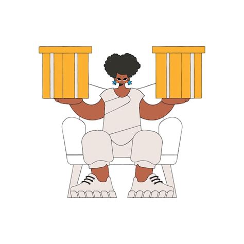 Premium Vector Delightful Girl Is Holding Boxes The Essence Of Delivering Packages And Freight