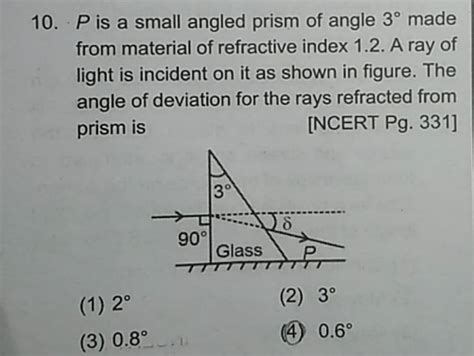 P Is A Small Angled Prism Of Angle 3∘ Made From Material Of Refractive In