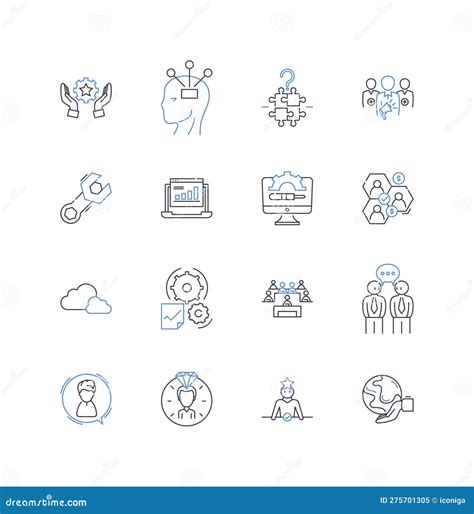 Convergence Line Icons Collection Integration Unification Synergy