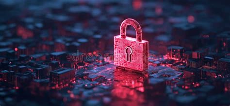 Cybersecurity Concept Holographic Safety Lock Cyber Security Stock Illustration Illustration