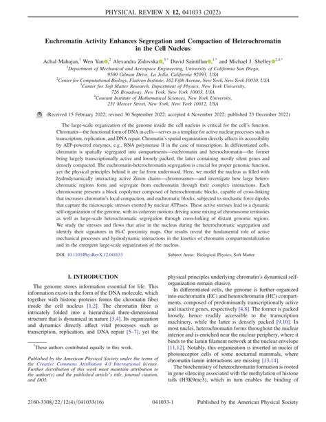 Pdf Euchromatin Activity Enhances Segregation And Compaction Of Heterochromatin In The Cell