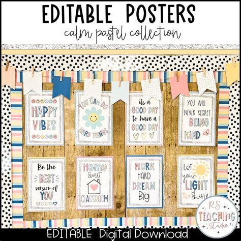 Editable Classroom Posters Pastel Classroom Decor Elementary Classroom Teacher Resources
