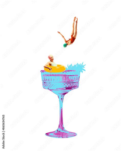 Young Girls In Swimsuits And Caps Relaxing Swimming And Diving Into