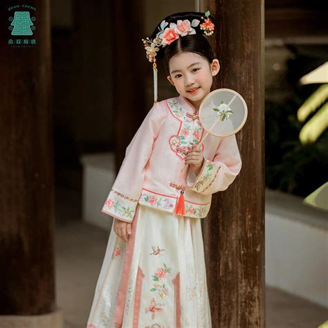48h出貨丶新品裙子漢服女兒童秋款中大童格格服滿族服女童兩件套演出服 露天市集 全台最大的網路購物市集
