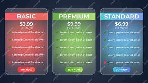 Premium Vector Modern Glass Morphism Web Pricing Table Comparison
