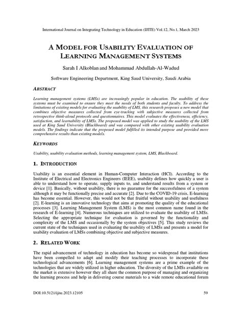 a model for usability evaluation of learning management systems pdf