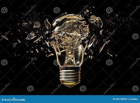 Exploding Light Bulb On A Blue Background Stock Illustration