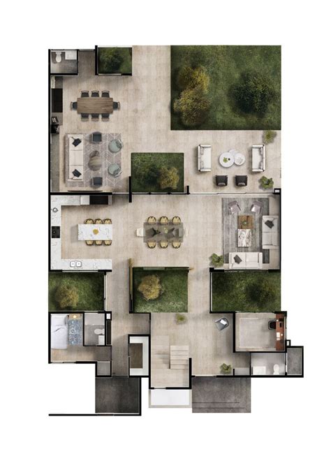 Realistic Floor Plan Postproduction Render Photoshop Layout Architecture Architecture
