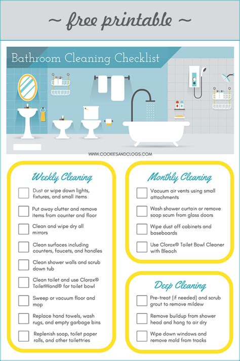 Getting Teens To Clean Printable Bathroom Cleaning Checklist