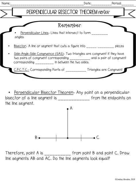 Perpendicular Bisector Notes And Worksheets Lindsay Bowden
