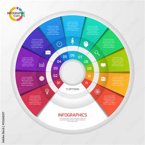 Vector Circle Infographic Template For Graphs Charts Diagrams Pie Chart Concept With