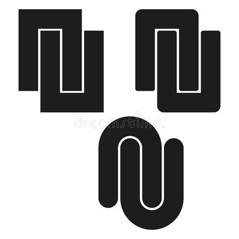 Abstract Interlocking Shapes Black Geometric Forms Modern Design Vector Illustration Stock