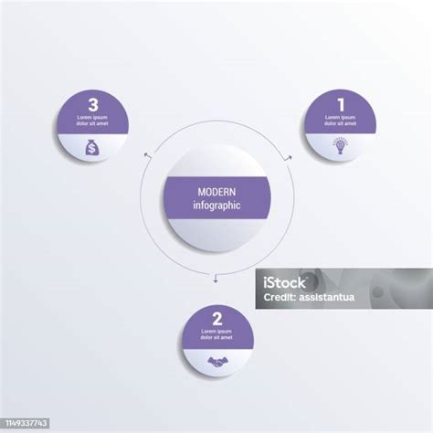 인포 그래픽에 대 한 패턴 3 위치 단색 원에서 원의 원형 벡터 이미지 개념에 대한 스톡 벡터 아트 및 기타 이미지 개념