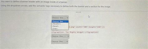 Solved You Want To Define A Banner Header With An Image Inside Of A Banner Using The Dropdown