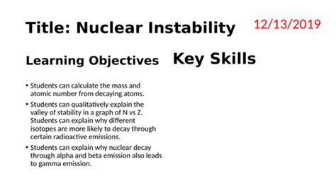 Nuclear Instability A Level Teaching Resources