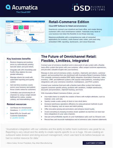 Acumatica Retail Commerce Edition Datasheet