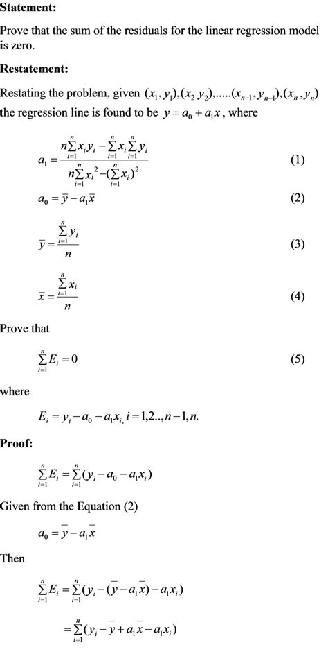 sum of the residuals for the linear regression model is zero
