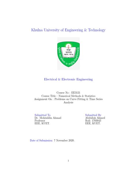 Assignment Ee3121 Pdf Forecasting Moving Average