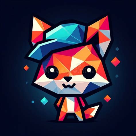 Polygon Pieces Vector Logo Of Cartoon Character Stock Illustration Illustration Of Funny