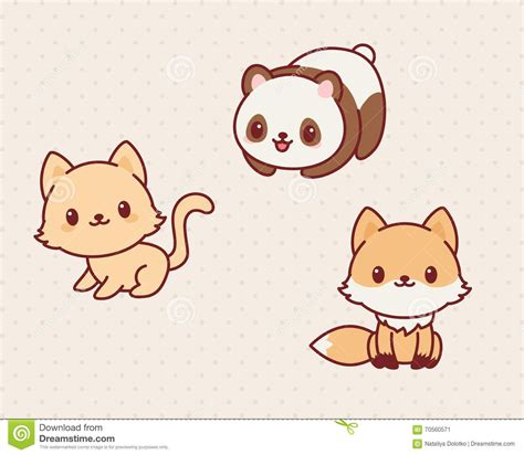 Kawaii Animals Collection Cute Cartoon Illustration Simple Kawaii