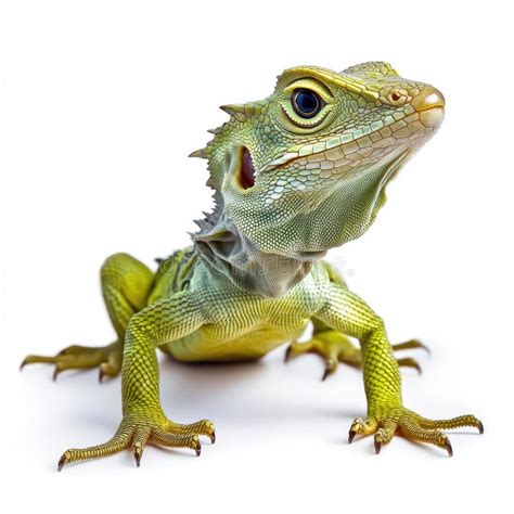 Basilisk Lizard In A Natural Pose Against A Clean White Background Stock Illustration