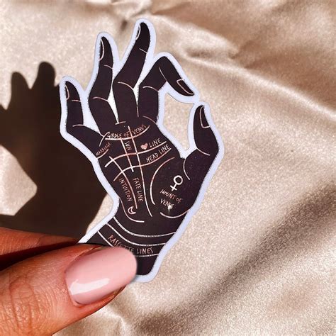 Palmistry Hand Vinyl Sticker Black Gold Witchy Stickers Etsy