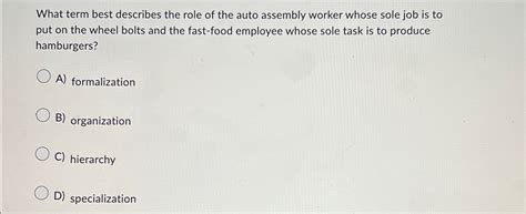 Solved What Term Best Describes The Role Of The Auto