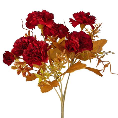 Buchet De Flori Artificiale Garoafe 6 Fire 30cm înălțime Bordo