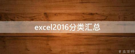 Excel2016分类汇总 业百科