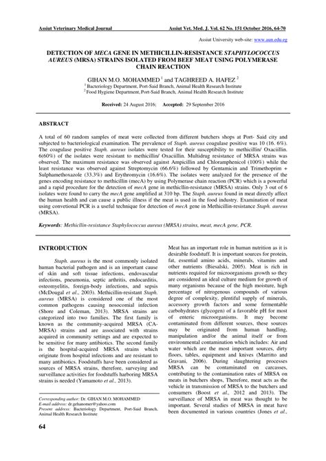 Pdf Detection Of Meca Gene In Methicillin Resistance Staphylococcus Aureus Mrsa Strains