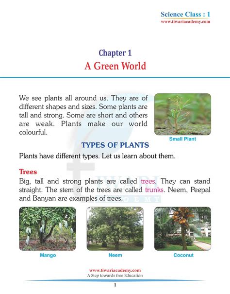 Class 1 Science Chapter 1 A Green World Question Answers In Pdf Free