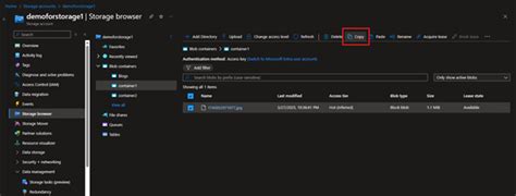 how to move azure storage blobs between containers in azure portal