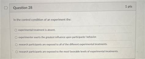 solved question 281 ﻿ptsin the control condition of an