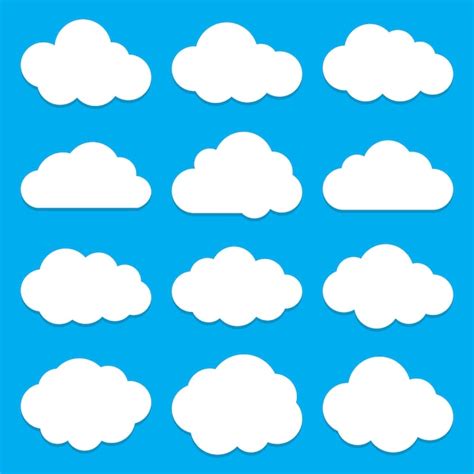 Premium Vector Cloud Shapes Flat Icons Set Cloud Symbols Collection Of Cloud Pictograms