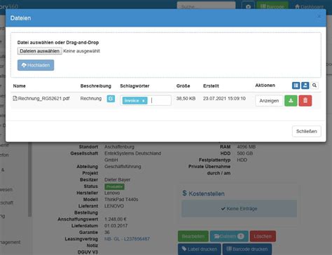 Bestellungen Inventory360 Enteksystems Gmbh