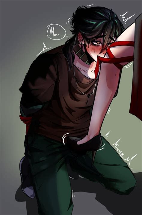 Rule 34 Blush Choker Emo Emo Boy Green Hair Hands Behind Back Heels