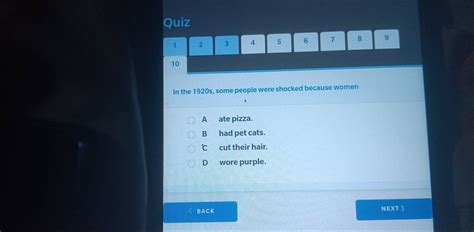 Solved Quiz 1 2 3 4 5 6 7 8 9 10 In The 1920s Some People Were Shocked Because Women A Ate